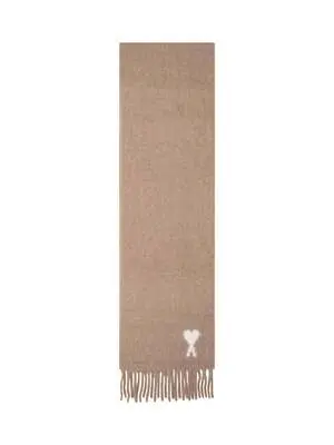 AMI Paris Inspired Scarf With Geometric Edge Detail - Mastic Beige