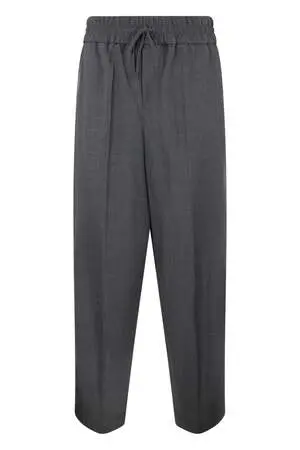 AMI Paris Elastic-waist Wool Trousers - Heather Grey