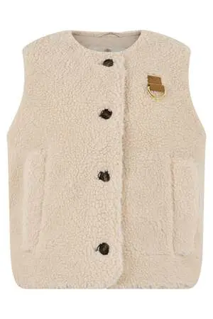 Barbour Teddy Fleece Button-front Vest - Beige
