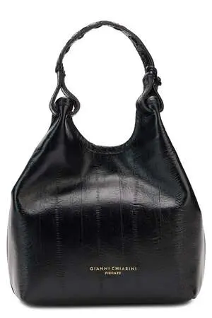 GIANNI CHIARINI Dua Mini Leather Handbag, 19 X 20 X 10 Cm Double-handle - Black