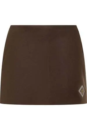 Casablanca Wool Varsity Mini Skirt - Dark Brown