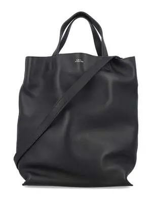 A.p.c. Medium Leather Tote Bag - Nero