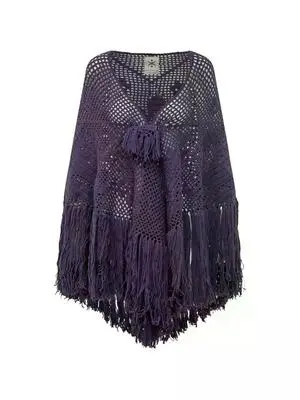 CHIARA IS Peonia Crochet-knit Wool Shawl Purple