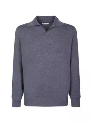 Brunello Cucinelli Spread-collar Knitted Sweater - Blue