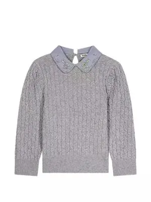 Maje Cable-knit Detachable-collar Jumper - Grey