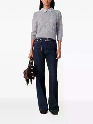 Maje Cable-knit Detachable-collar Jumper