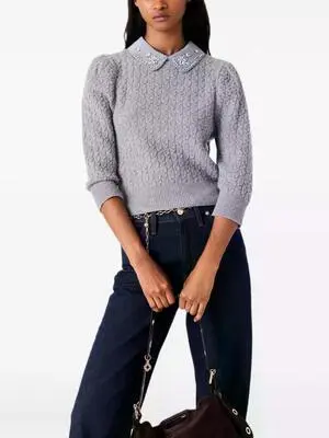 Maje Cable-knit Detachable-collar Jumper