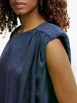 HAVEONE Padded-shoulder Pleated Top
