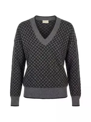 DRUMOHR Geometric-pattern V-neck Sweater - Grey