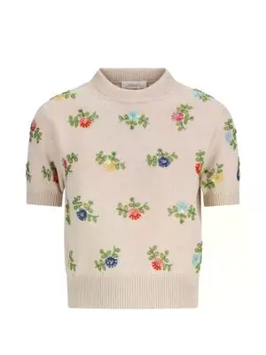 PACO RABANNE Wool Top With Floral Embroidery