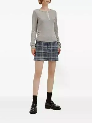 B+AB Lace-trim Ruched-side T-shirt - Grey