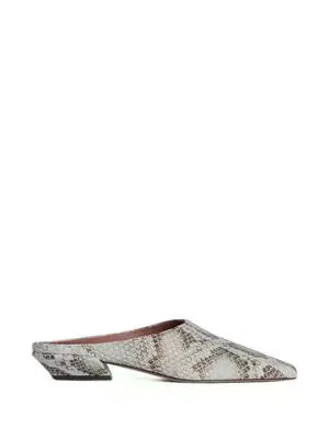 Paris Texas Belle Snakeskin-effect Mules - Neutrals