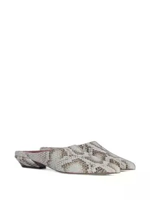 Paris Texas Belle Snakeskin-effect Mules - Neutrals