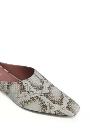 Paris Texas Belle Snakeskin-effect Mules - Neutrals