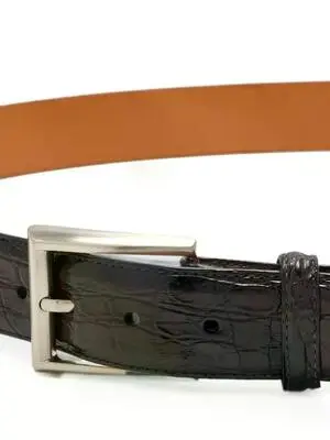 Magnanni Cocoarcade Crocodile-effect Leather Belt - Brown