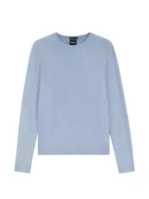 BOSS Slim-fit Crew Neck Sweater In Merino Wool - Blue