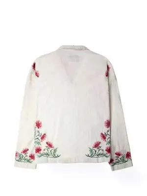 BAZISZT Bernie Floral-embroidered Cotton Shirt - White