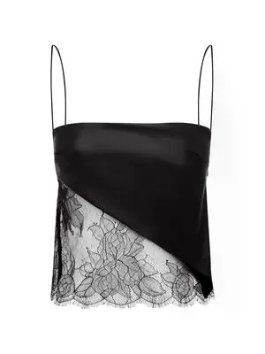 Alex Perry Lace-panel Leather Top - Black