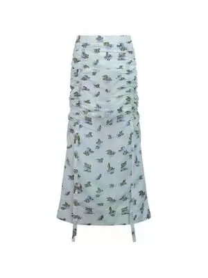 Ulla Johnson Liora Floral-print Ruched Midi Skirt - Neutrals