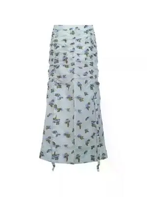 Ulla Johnson Liora Floral-print Ruched Midi Skirt - Neutrals