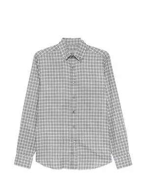 Canali Check-pattern Button-down Shirt - Grey