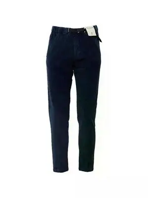 WHITE SAND Belted Corduroy Trousers - Blue