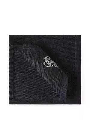 Brunello Cucinelli Embroidered-logo Silk-knit Pocket Square Blue
