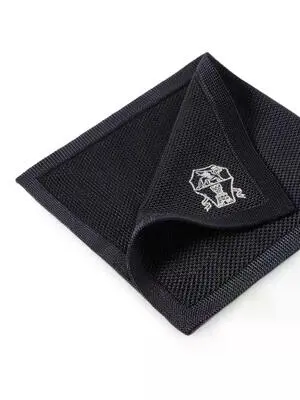 Brunello Cucinelli Embroidered-logo Silk-knit Pocket Square - Blue