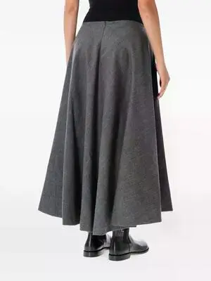 AMI Paris Pleated A-line Midi Skirt - Grey