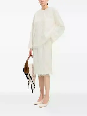 JNBY Fringe-jacquard Midi Skirt - Neutrals
