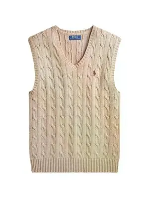 Polo Ralph Lauren Cable-knit V-neck Sweater Vest - Neutrals