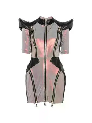 MITILIANE COUTURE Holographic-effect Zip-detail Mini Dress