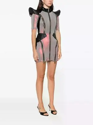 MITILIANE COUTURE Holographic-effect Zip-detail Mini Dress