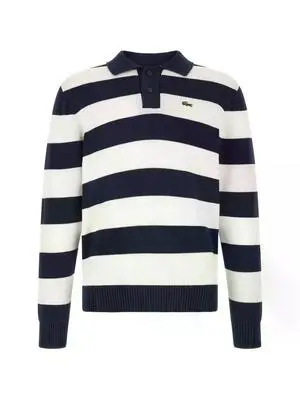 Lacoste Striped Polo-collar Long-sleeves Polo Shirt - Blue