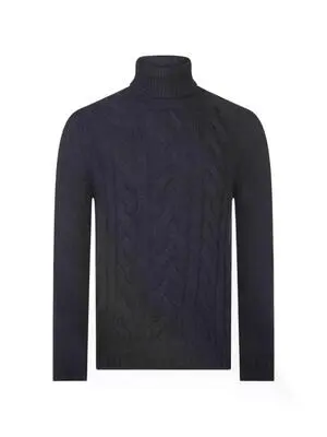 GRAN SASSO Cable-knit Roll-neck Sweater - Blue