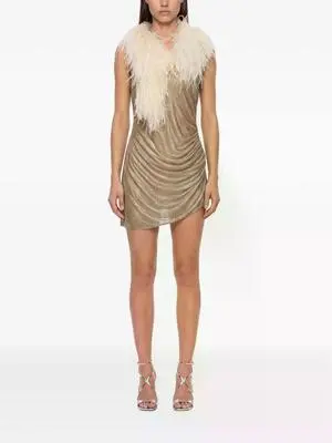 Giuseppe Di Morabito Feather-trim Crystal-embellished Mini Dress