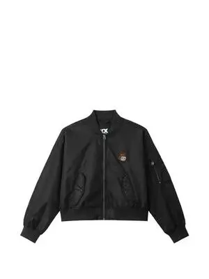FINGERCROXX Logo-patch Zip-up Bomber Jacket - Black