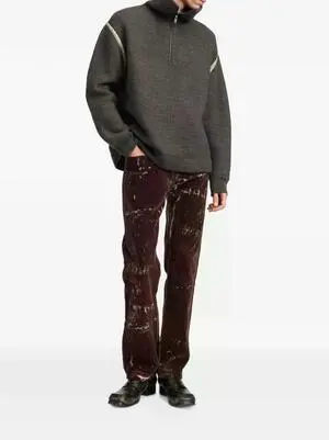 MAISON MARGIELA Elbow-patch Quarter-zip Sweater - Grey