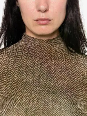 MAISON MARGIELA Herringbone-print High-neck Top