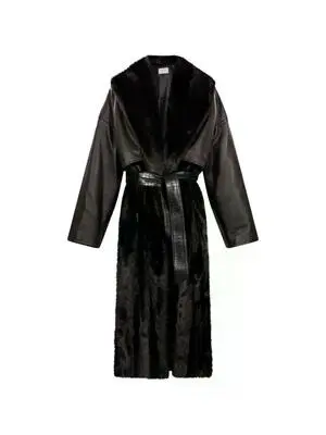 Magda Butrym Belted Faux-fur Panelled Coat