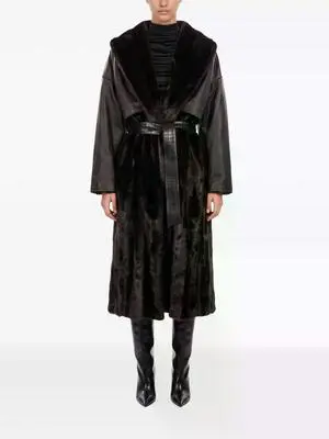 Magda Butrym Belted Faux-fur Panelled Coat
