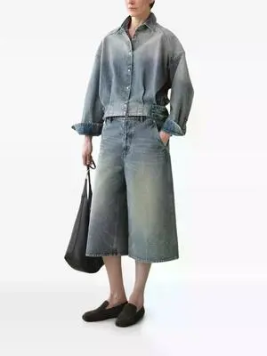 LESS Buckle-tab Cropped Denim Jacket