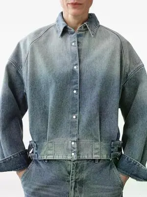 LESS Buckle-tab Cropped Denim Jacket
