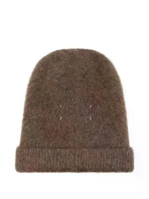 MAISON MARGIELA Four Stitches Brushed-finish Beanie Hat - Brown