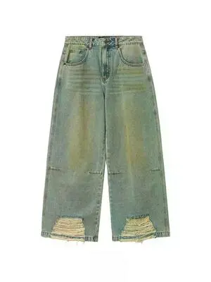 MINI CREAM Distressed Wide-leg Jeans - Blue