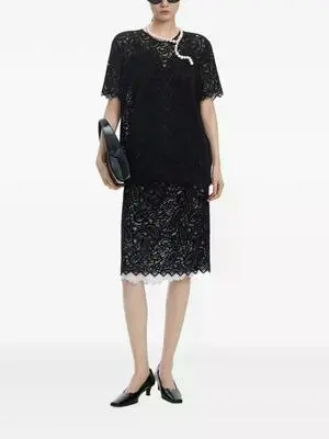 JNBY Lace-embroidery Midi Skirt - Black