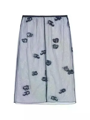 JNBY Embroidered Mesh-overlay Midi Skirt