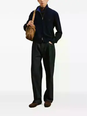 CROQUIS Cable-knit Zip-up Cardigan - Blue