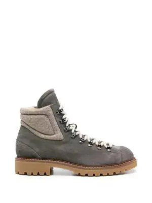Eleventy Suede Panelled Ankle Boots - Grey