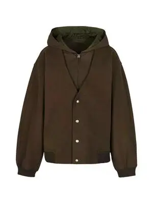 CROQUIS Mock-layer V-neck Hooded Jacket - Brown